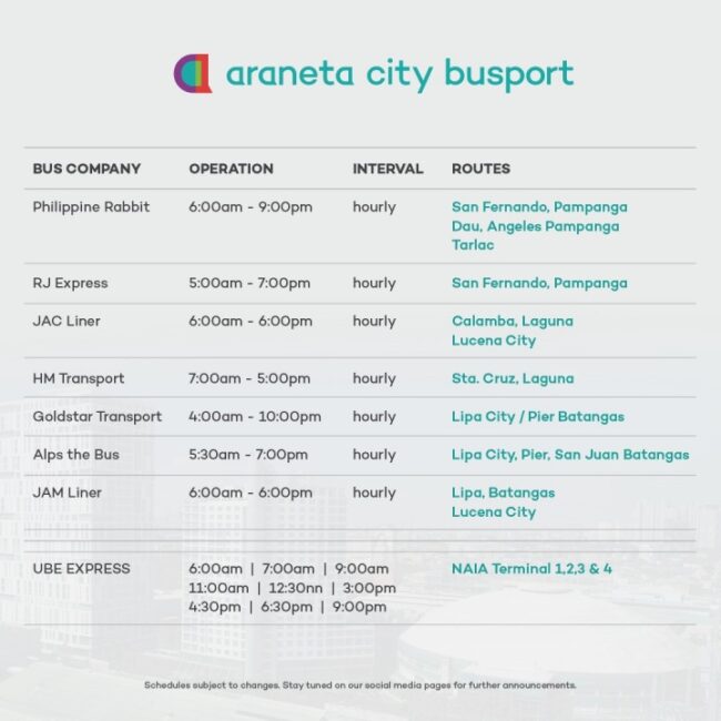 Araneta City Busport: Provincial Bus and UBE Express Routes