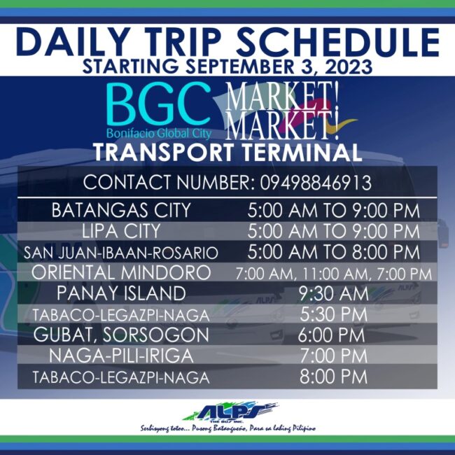 ALPS Bus Terminal Routes in BGC